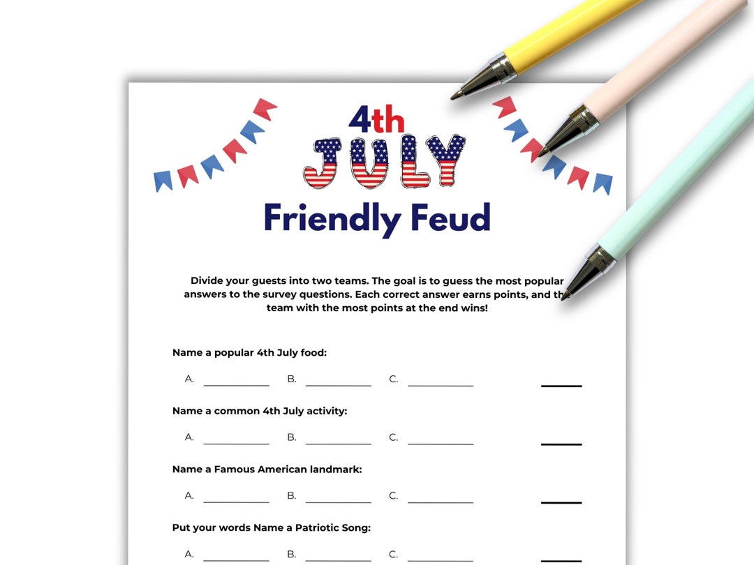 4th of July Family Feud Game, Independence Day Celebrations, Family ...