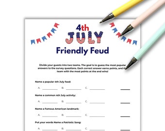 Printable 4th of July Feud Game Independence Day Friendly Feud Game 4th ...
