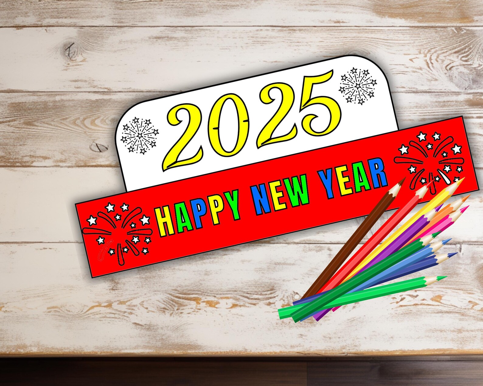 New Years Crown Coloring Craft, Fun Kid's New Year Party Party Activity ...