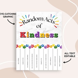 Random Acts of Kindness School Activity, World Kindness Day Youth Group ...