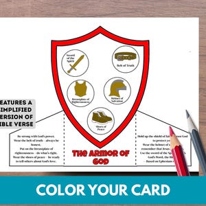 Armor of God Craft Printable, Bible Verse Activity for Kids, Christian ...