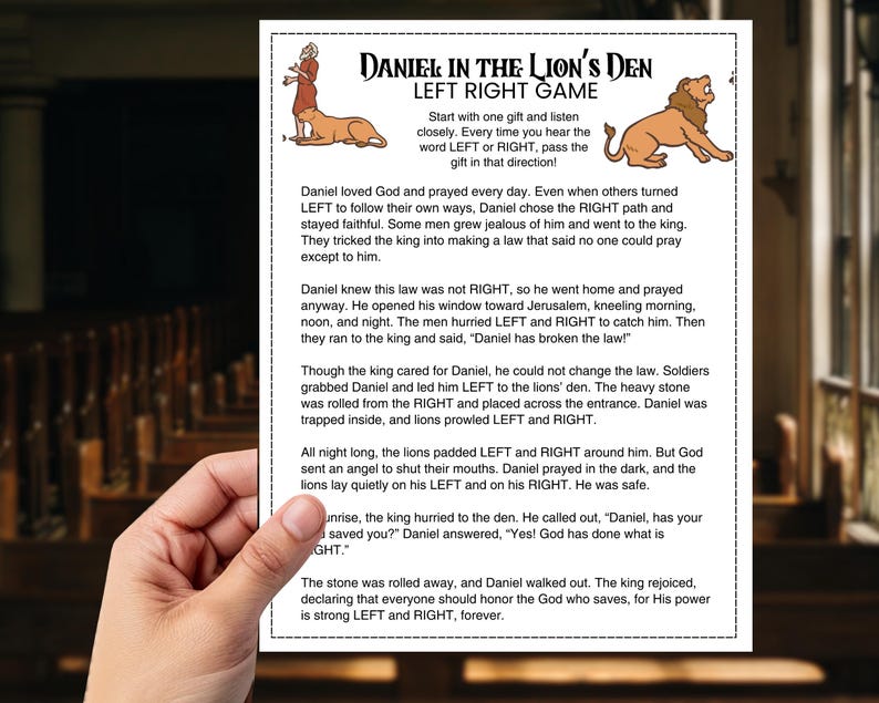 Bible Game Daniel in the Lion's Den, Left Right Game, Christian Game ...