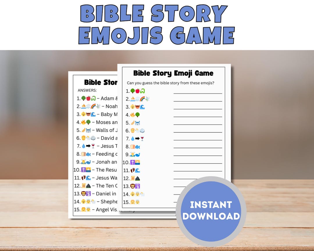 Bible Story Emoji Game, Printable Bible Trivia for Kids, Sunday School ...
