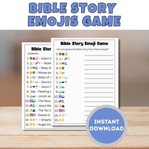 Bible Story Emoji Game, Printable Bible Trivia for Kids, Sunday School ...
