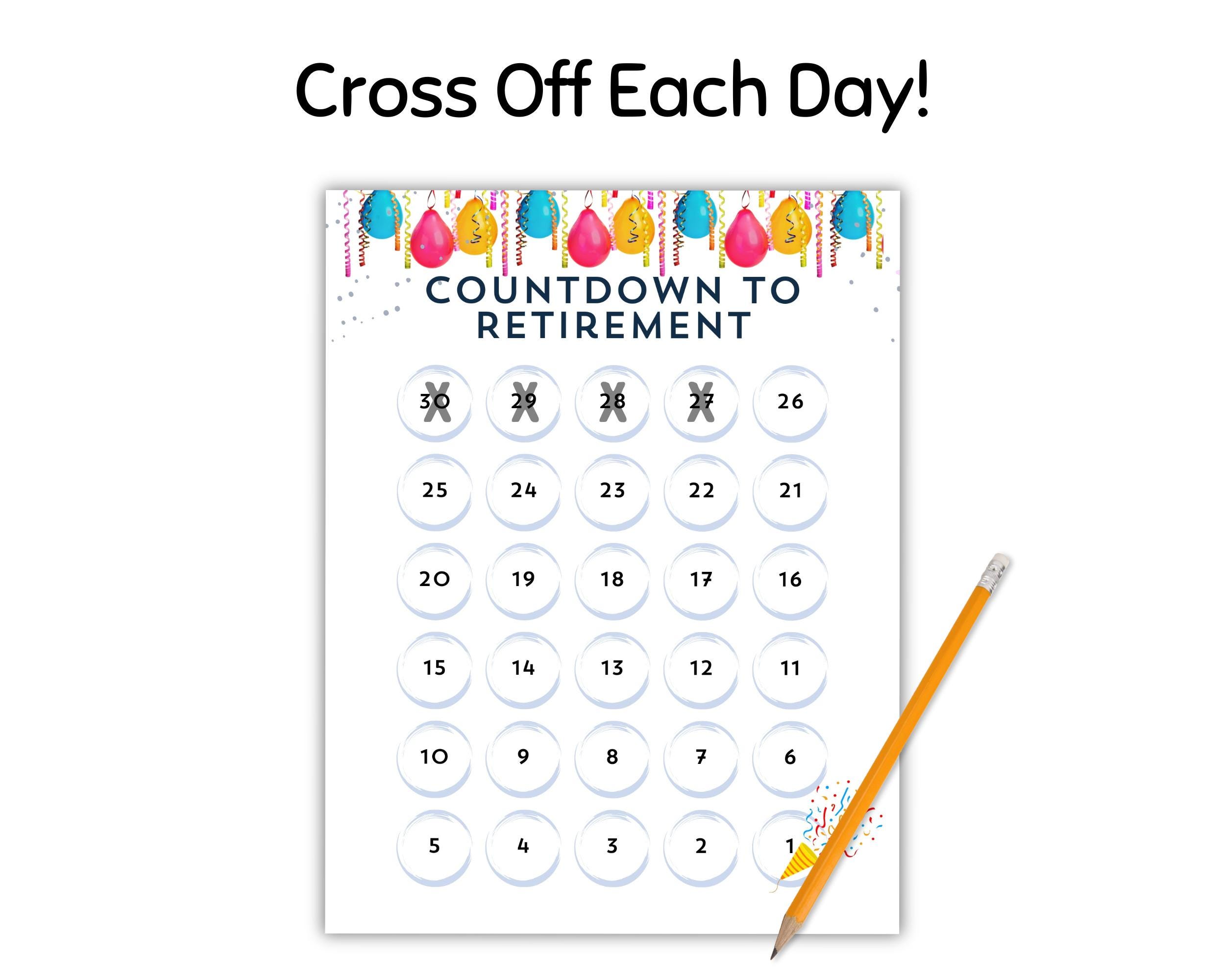 30 Day Retirement Countdown Calendar, Retirement Celebration ...