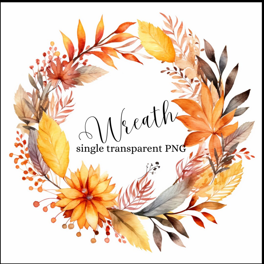 Fall Wreath Clipart SINGLE IMAGE Autumn Wreath Floral - Etsy