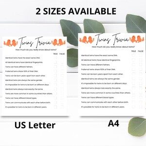 Twins Trivia for Baby Shower Game, Baby Twins Game, Mommy to Be Game ...