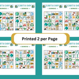 60 Earth Day Bingo Game With Call Cards, 2 Cards per Page, US Letter ...