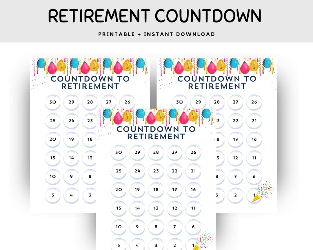 30 Day Retirement Countdown Calendar, Retirement Celebration ...