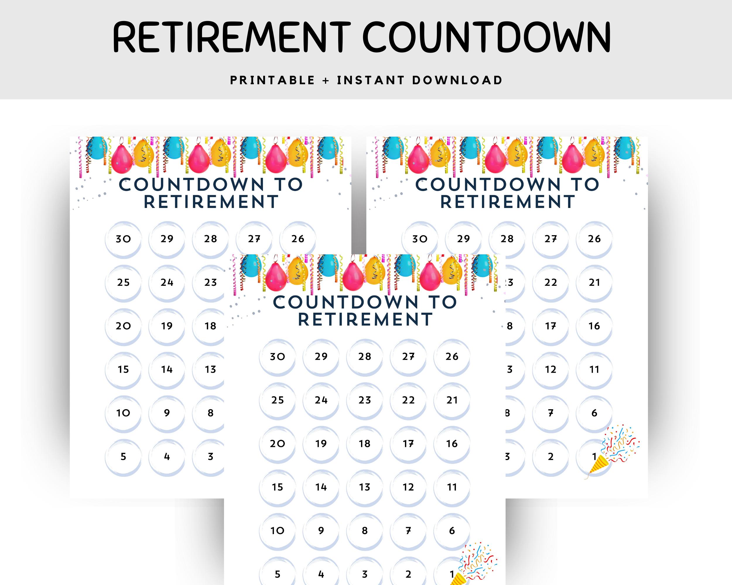 30 Day Retirement Countdown Calendar, Retirement Celebration ...