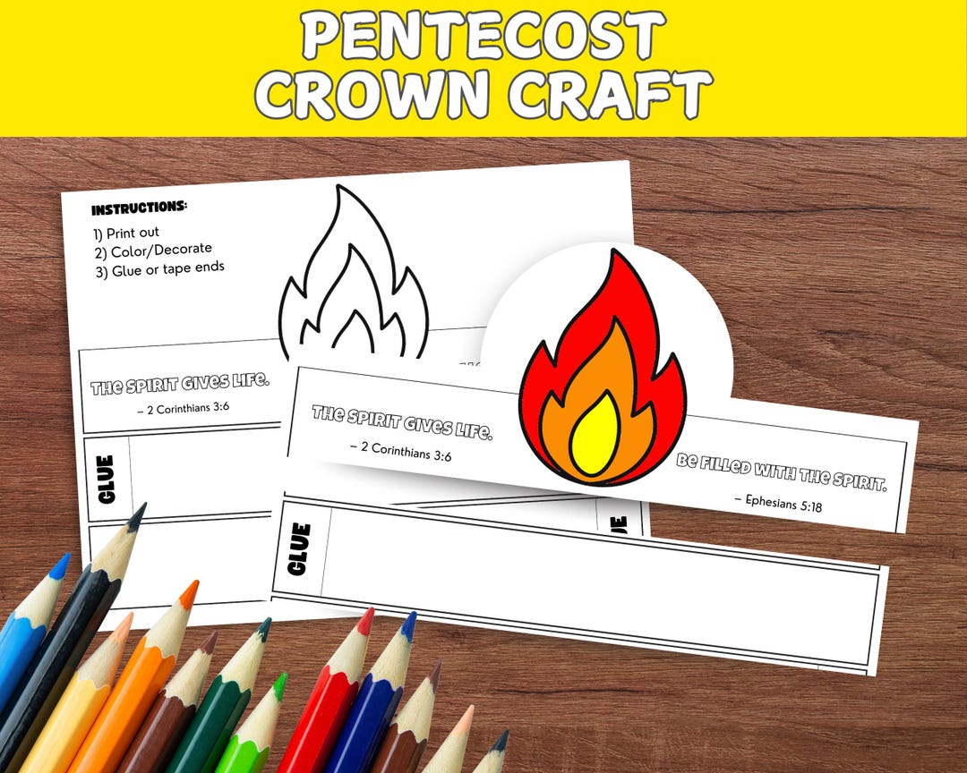 Pentecost Crowns Printable Craft, Holy Spirit Activity for Kids, Sunday ...
