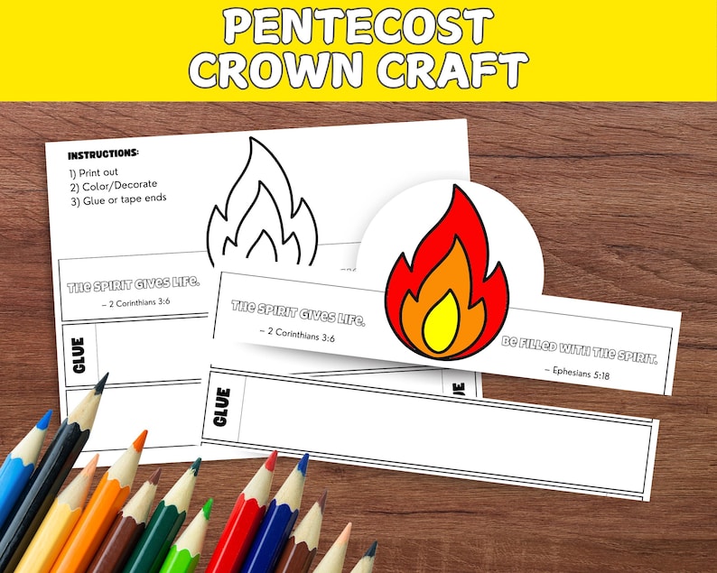 Pentecost Crowns Printable Craft, Holy Spirit Activity for Kids, Sunday ...