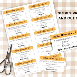 Bible Game Who Am I Game Printable Cards 50 Unique Bible Character ...