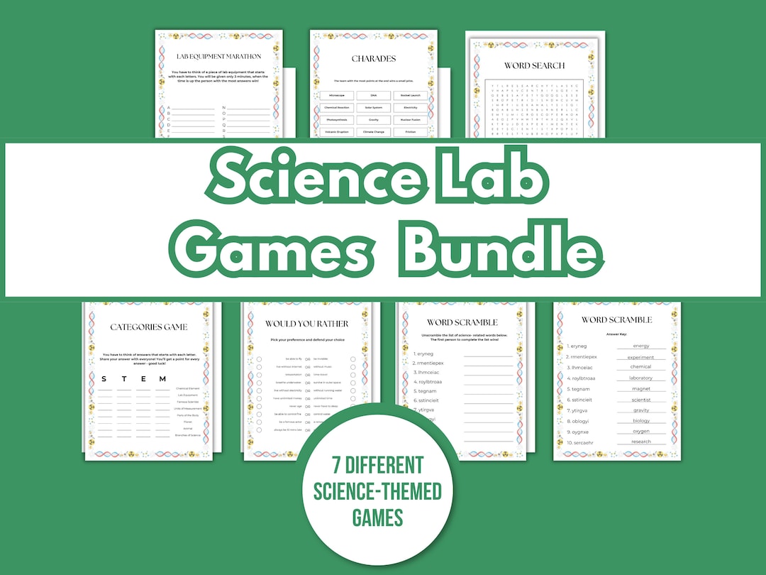 Science Based Games Bundle, Laboratory Games, Workplace Games, Lab Week ...