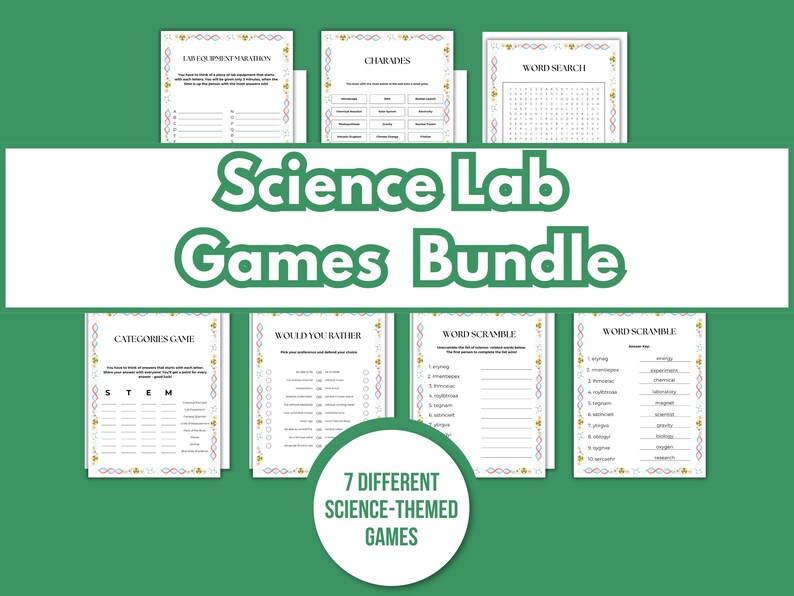Science Based Games Bundle, Laboratory Games, Workplace Games, Lab Week ...