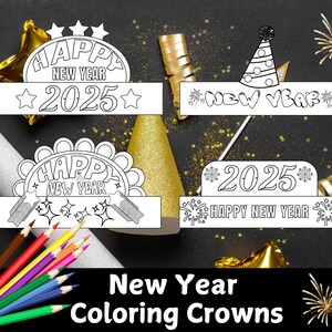 New Years Crown Coloring Craft, Fun Kid's New Year Party Party Activity ...