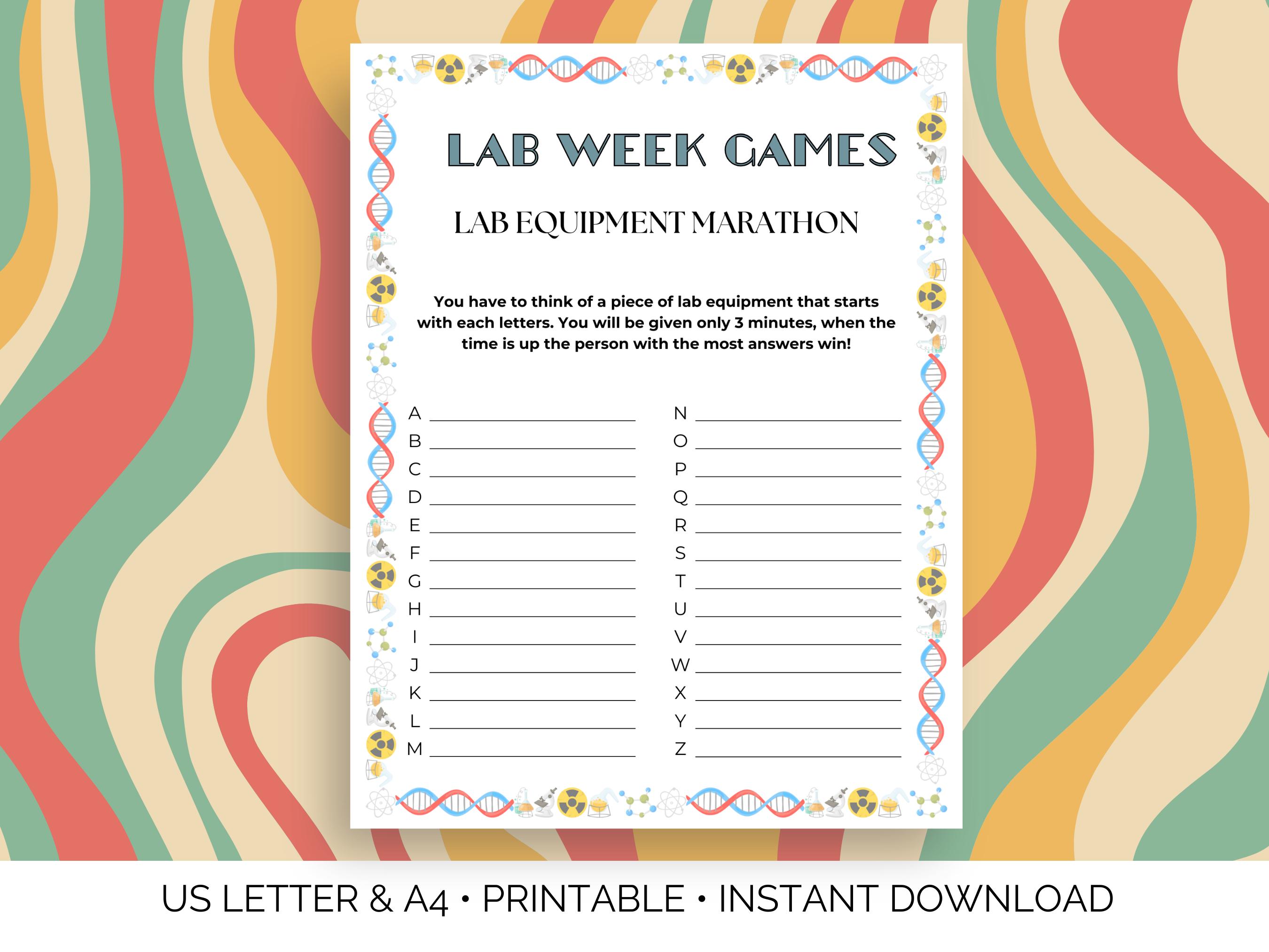 Printable Lab Week 7 Games Bundle, 2025 Lab Week, Co-worker Games ...