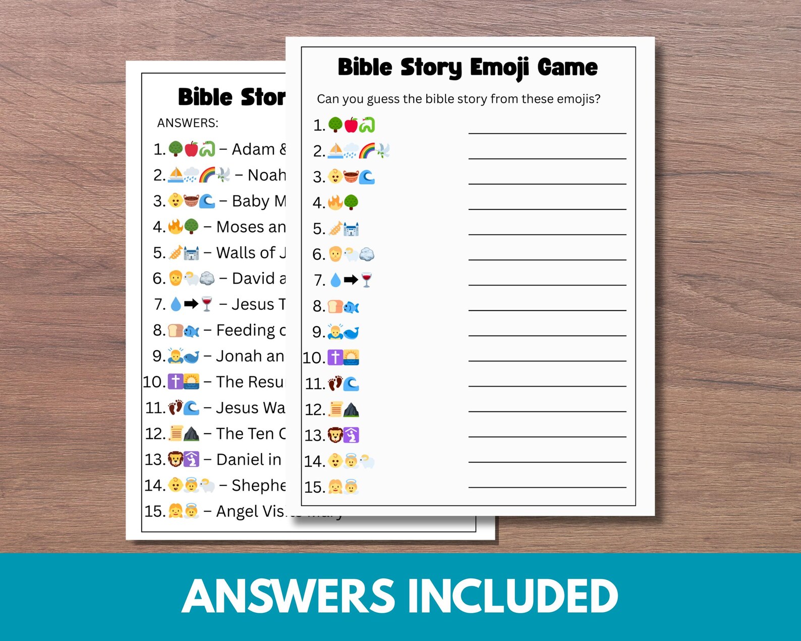 Bible Story Emoji Game, Printable Bible Trivia for Kids, Sunday School ...