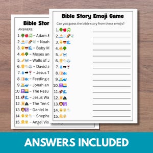 Bible Story Emoji Game, Printable Bible Trivia for Kids, Sunday School ...