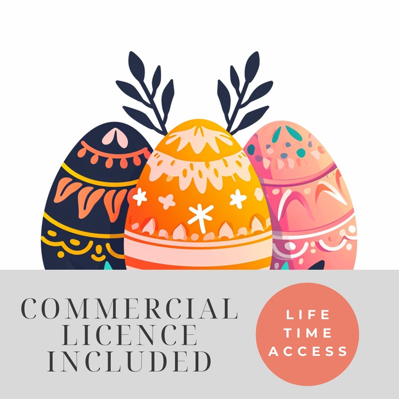 Boho Easter Eggs Clipart, Digital Download, Floral Egg Designs, Spring ...