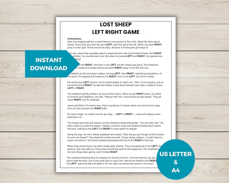 Bible Game Lost Sheep Left Right Game, Christian Bible Game Printable ...