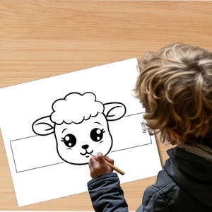 Sheep Coloring Craft, Lamb Paper Crown Party Activity, Farm Animal ...