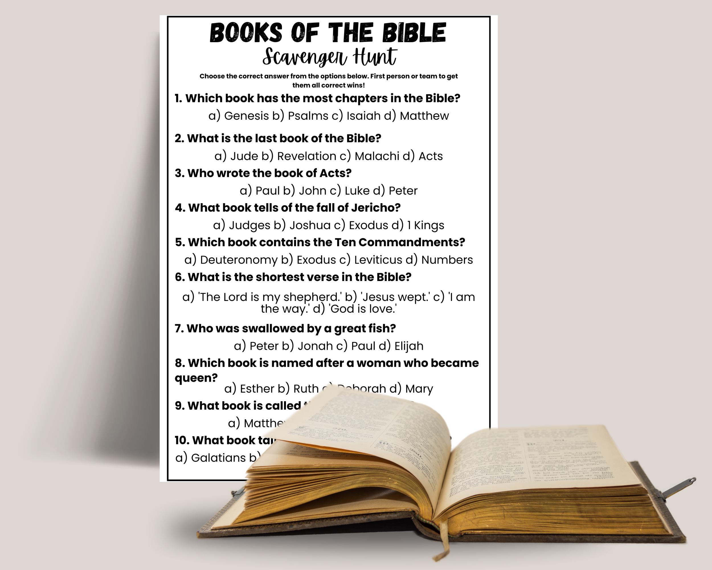 Books of the Bible Scavenger Hunt for Kids, Fun Sunday School Activity ...