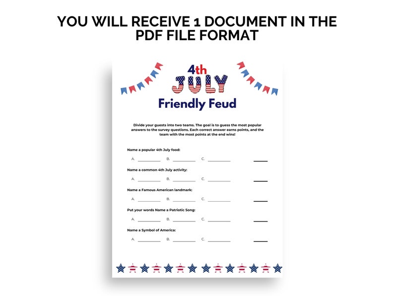 4th of July Family Feud Game, Independence Day Celebrations, Family ...