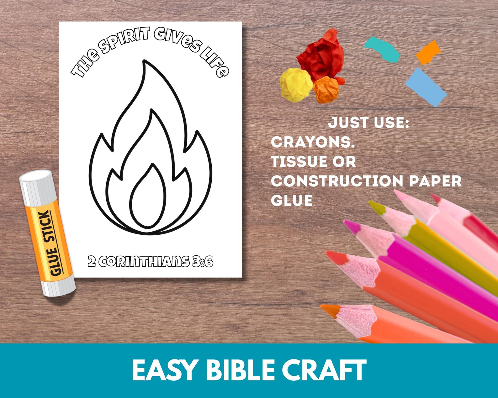 Pentecost Torn Paper Craft, Holy Spirit Bible Craft, Sunday School ...