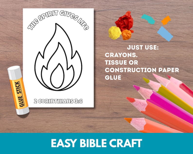 Pentecost Torn Paper Craft, Holy Spirit Bible Craft, Sunday School ...