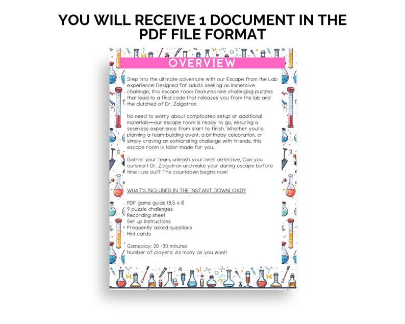 Escape Room for Kids Escape the Lab , Printable Game With 9 Puzzles ...