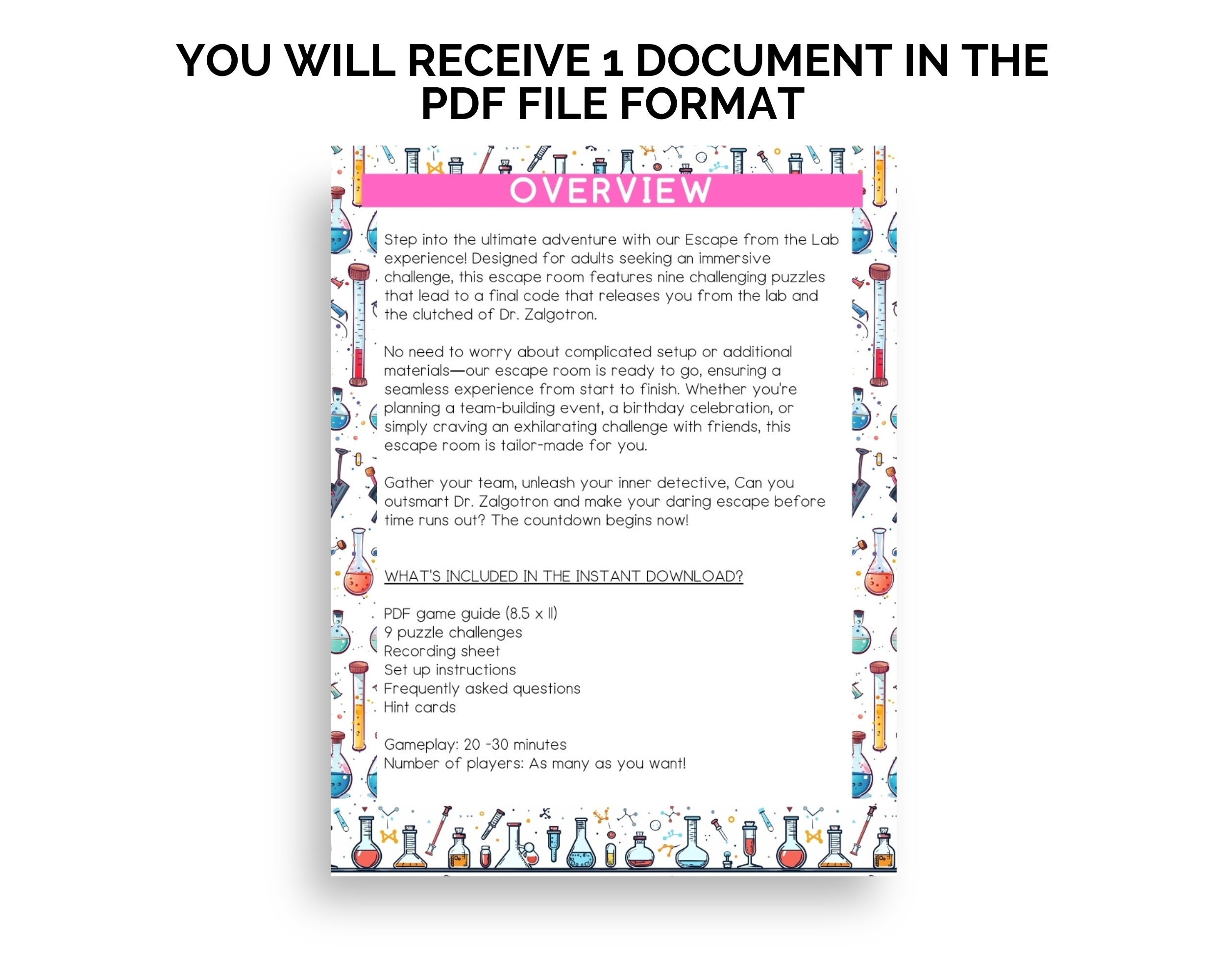 Escape Room for Kids Escape the Lab , Printable Game With 9 Puzzles ...