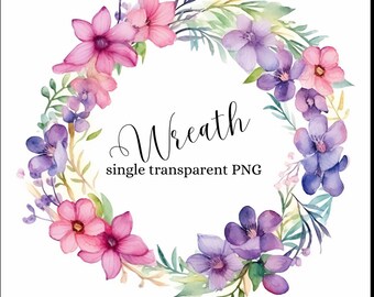 Wild Flower Wreath Clipart, SINGLE IMAGE, Floral Wreaths, Delicate ...