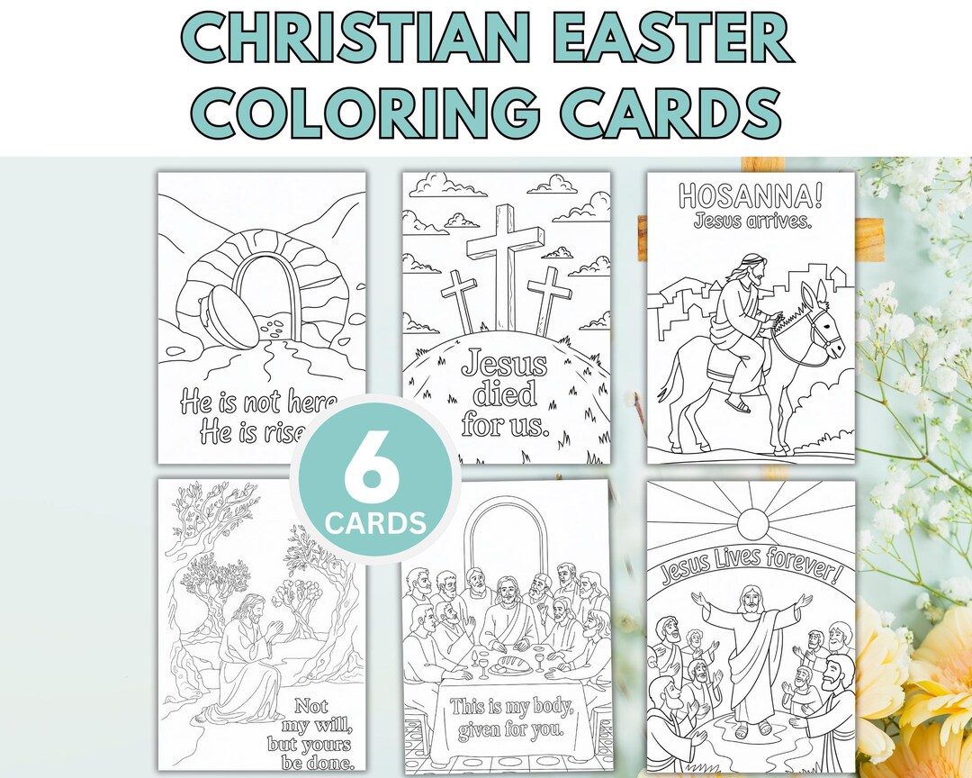 Christian Easter Coloring Cards, Fun Printable Coloring Cards for Kids ...