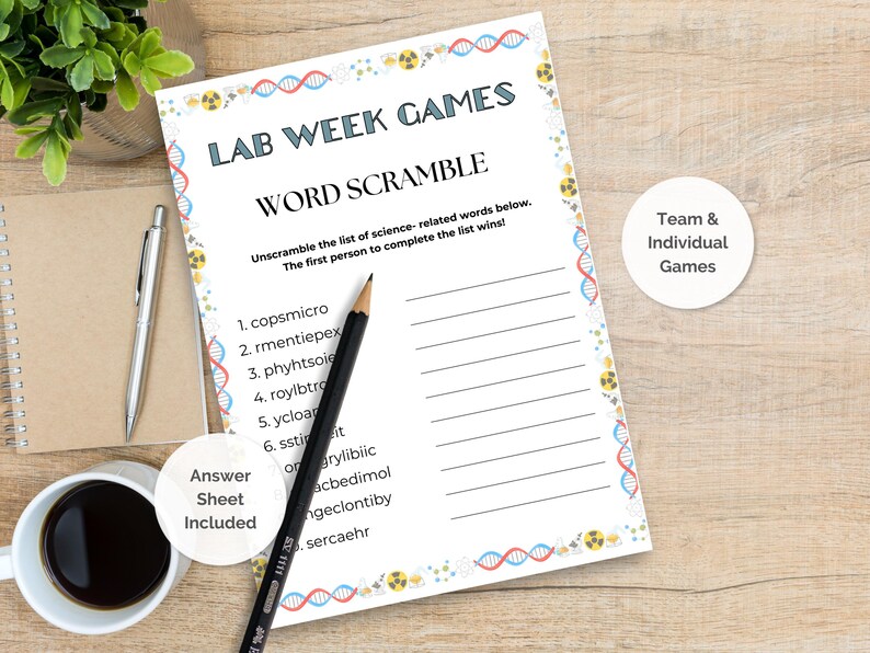 Printable Lab Week 7 Games Bundle, 2026 Lab Week, Co-worker Games ...