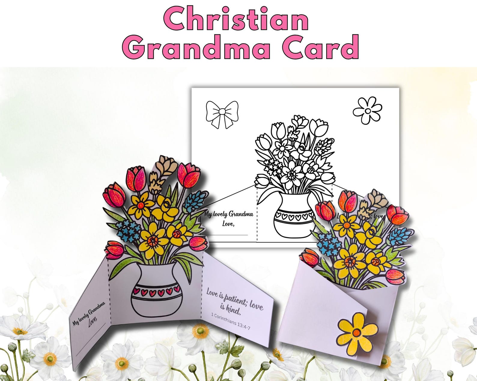 Grandma Bible Verse Card, Coloring Craft, Grandparents Day (PDF) - Etsy