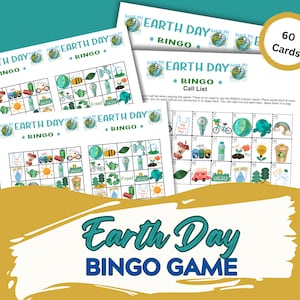 60 Earth Day Bingo Game With Call Cards, 2 Cards per Page, US Letter ...