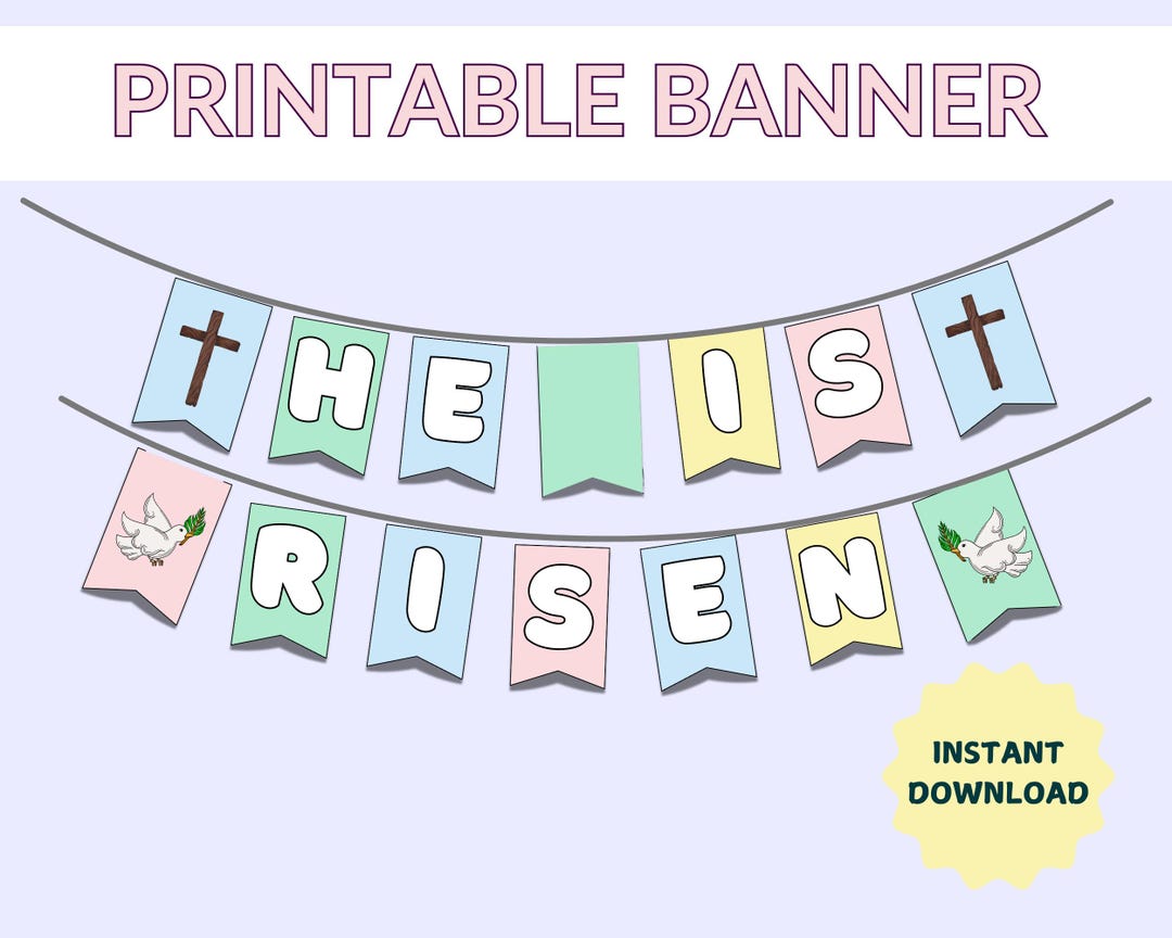 He is Risen Easter Banner – Spring Printable Garland for Holy Week ...