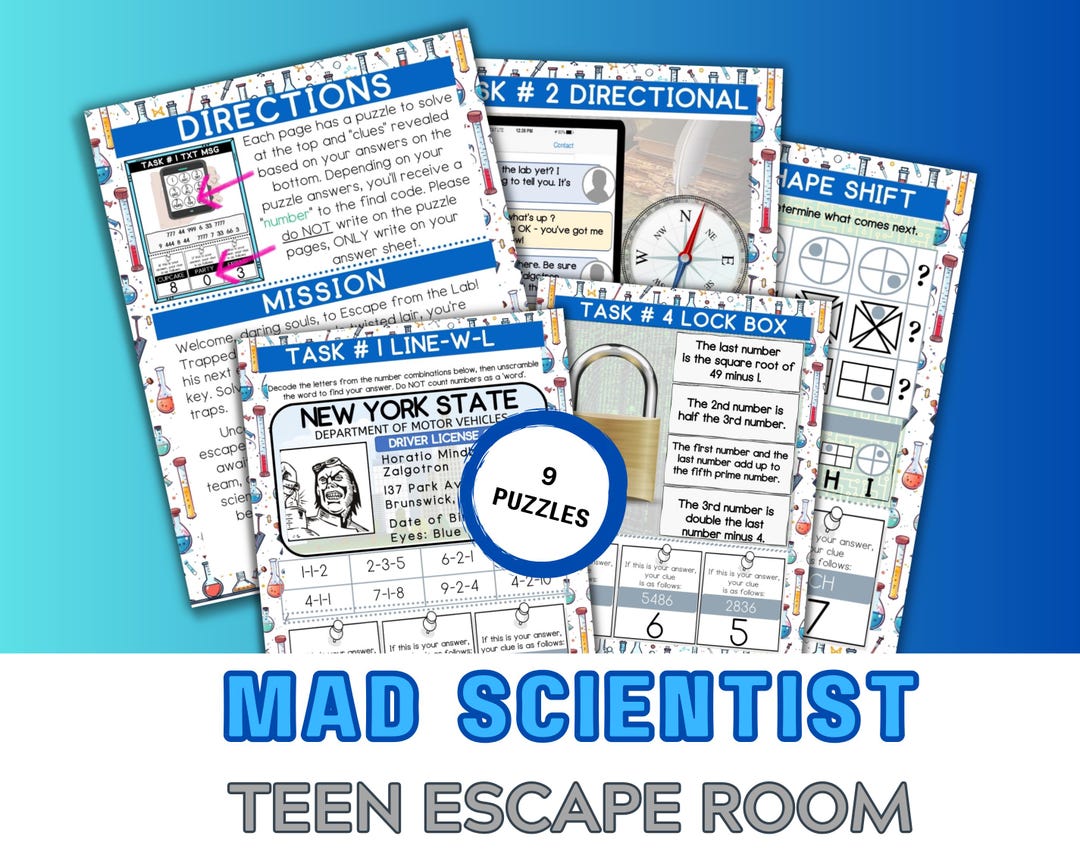 Mad Scientist Escape Room for Kids - Escape the Lab , Printable Teen ...