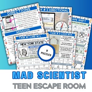 Mad Scientist Escape Room for Kids - Escape the Lab , Printable Teen ...