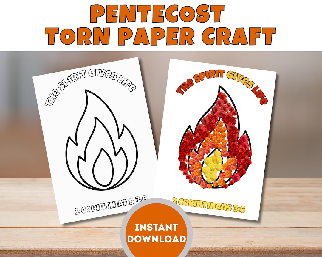 Pentecost Torn Paper Craft, Holy Spirit Bible Craft, Sunday School ...