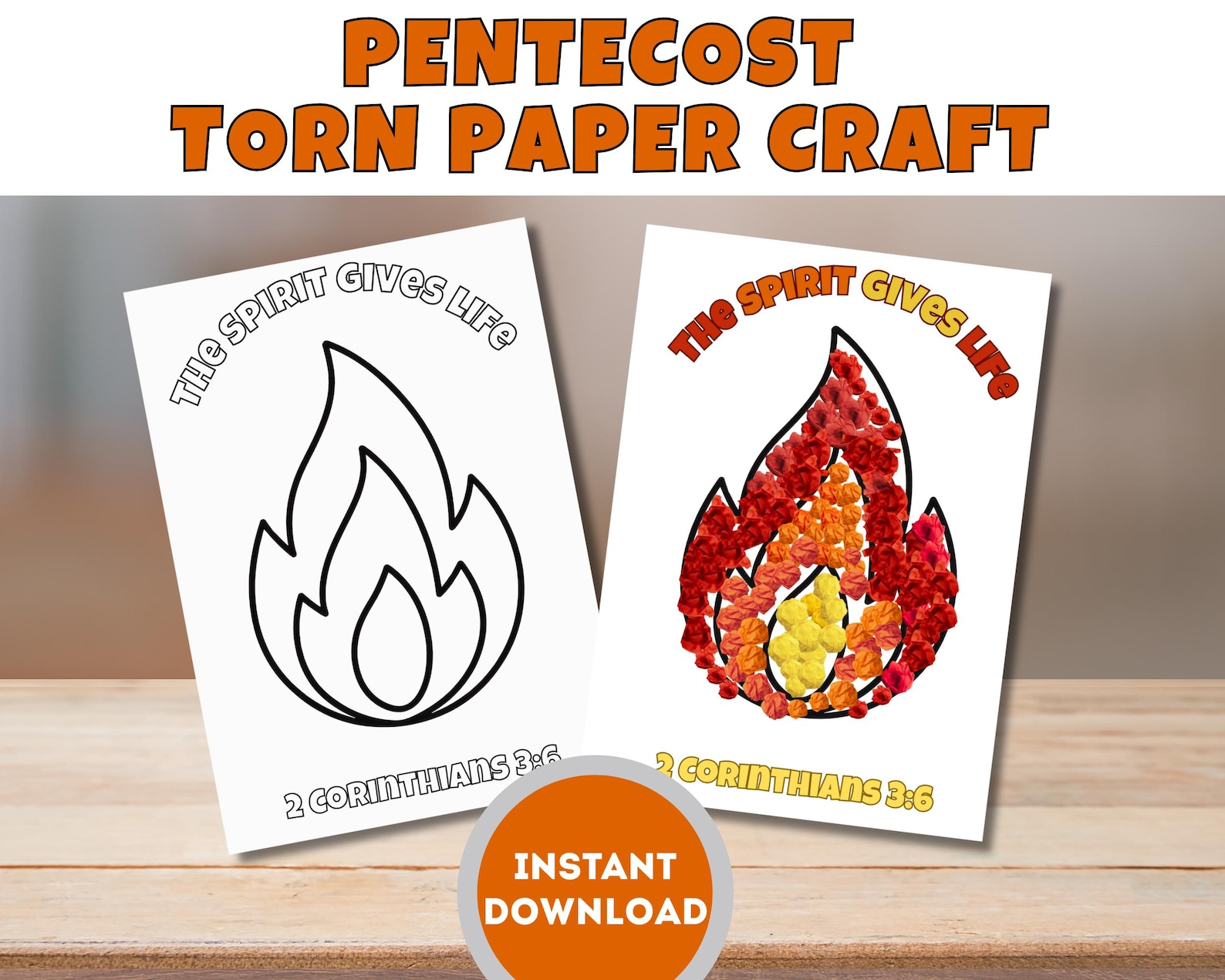 Pentecost Torn Paper Craft, Holy Spirit Bible Craft, Sunday School ...