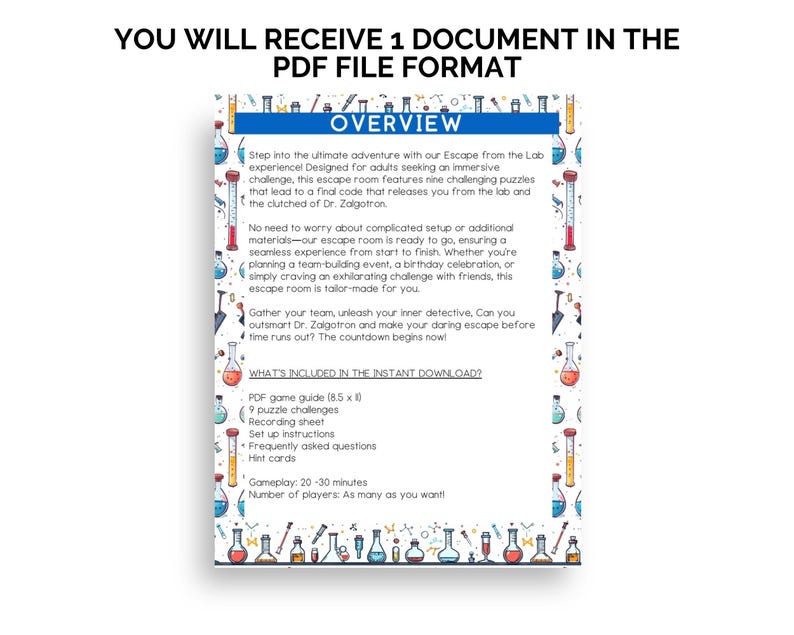 Mad Scientist Escape Room for Kids - Escape the Lab , Printable Teen ...