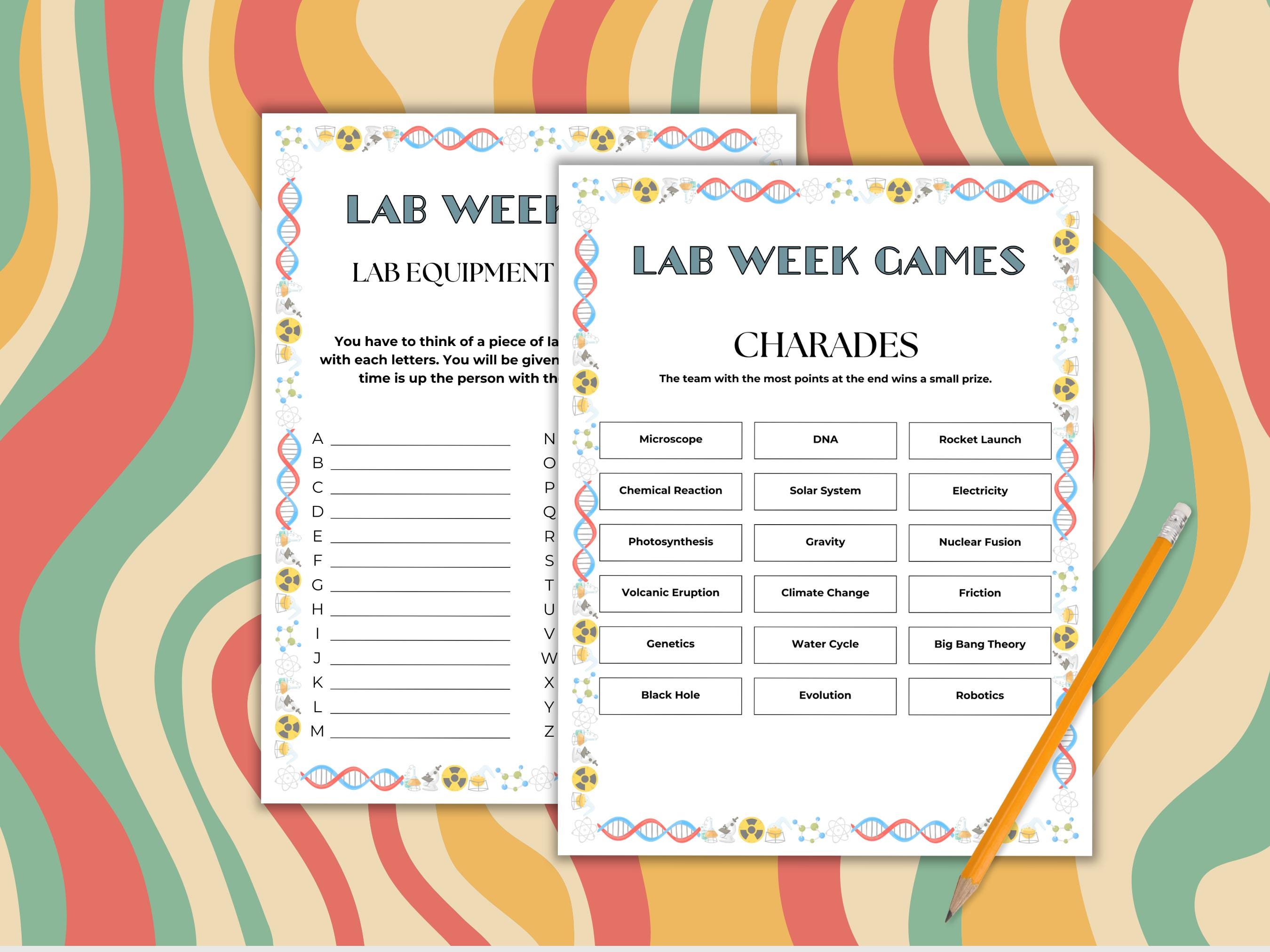 Printable Lab Week 7 Games Bundle, 2025 Lab Week, Co-worker Games ...