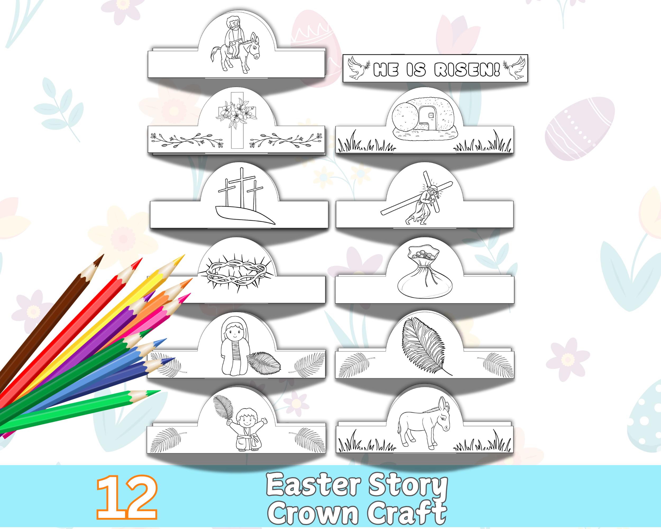 12 Easter Story Crowns, Printable Christian Headbands for Sunday School ...