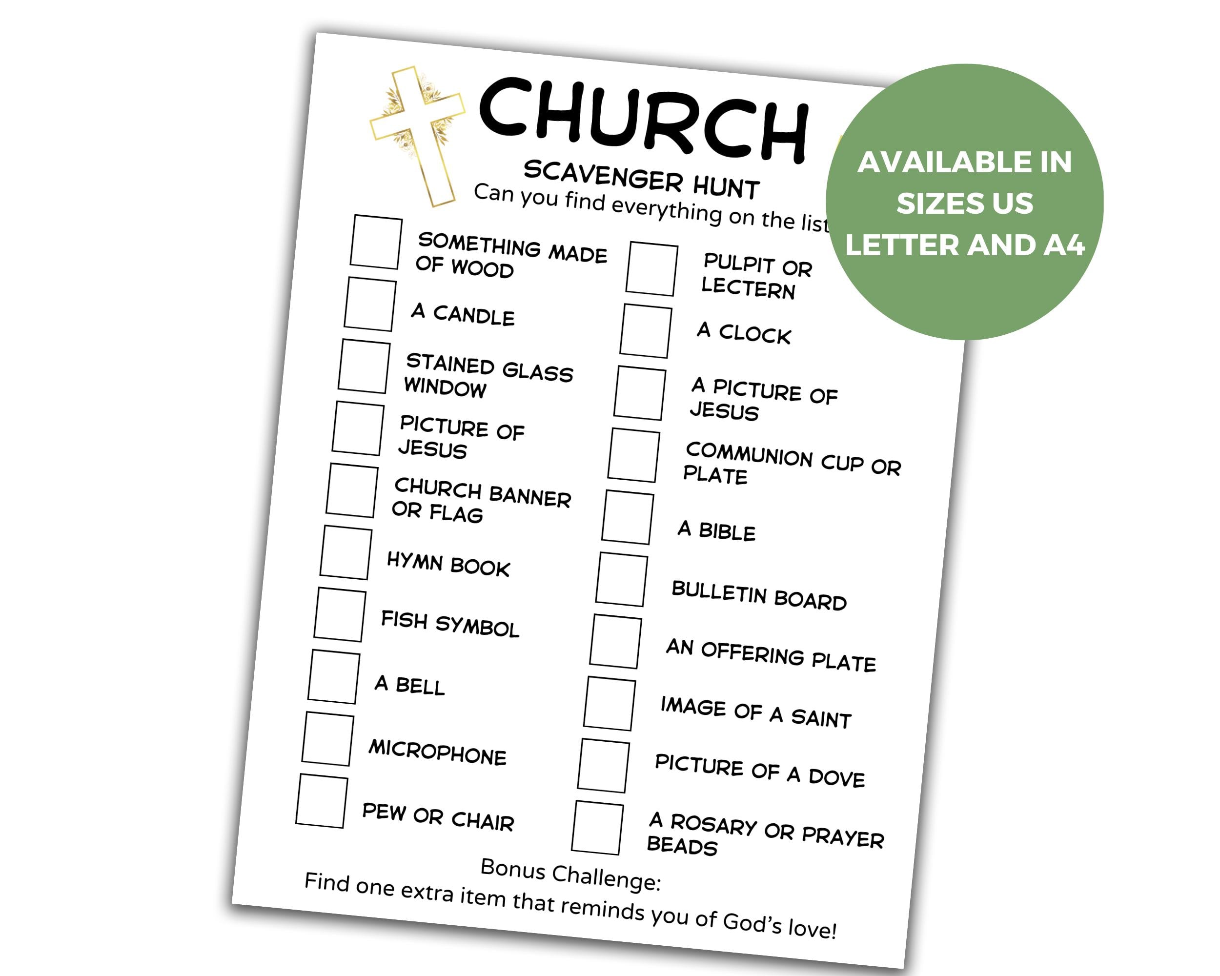 Printable Church Scavenger Hunt for Teens and Adults, Fun & Engaging ...