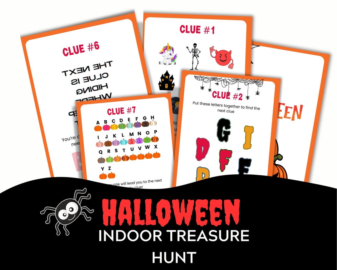 Indoor Halloween Treasure Hunt, Scavenger Hunt, Puzzles, Halloween ...