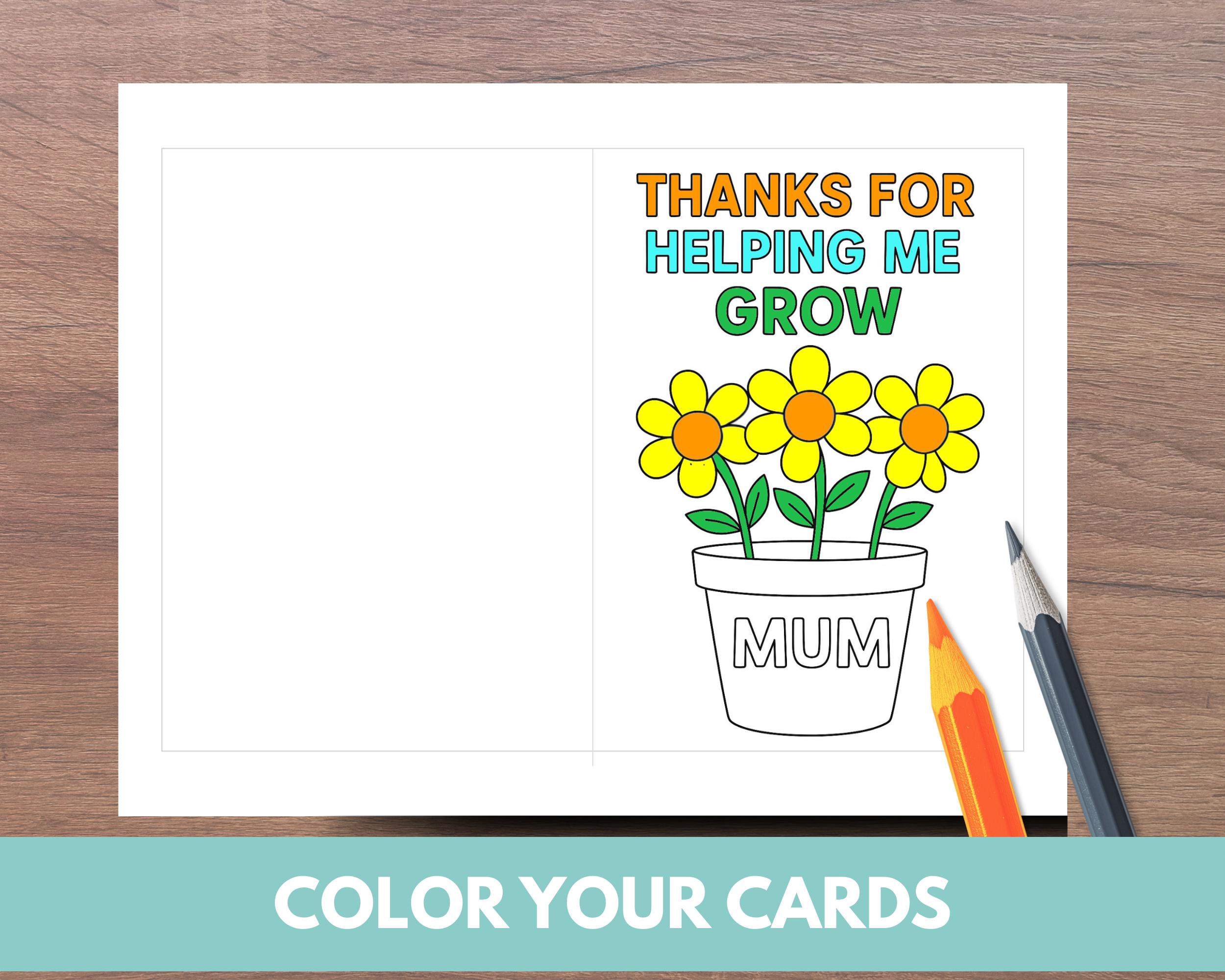 Mother’s Day Coloring Cards for Kids, Printable Mother’s Day Cards to ...