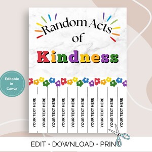 Random Acts of Kindness School Activity, World Kindness Day Youth Group ...