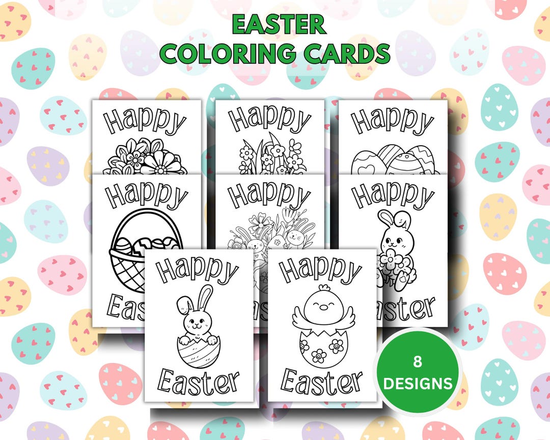 Easter Coloring Cards Craft, Pre-school Coloring Activity, Homeschool ...